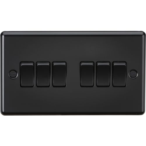 Knightsbridge Matt Black Rounded Edge 6G 2w Switch - World Wide ...
